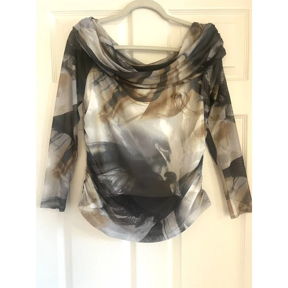 Worthington | Tops | Worthington Mesh Top L Abstract Watercolor Drape ...